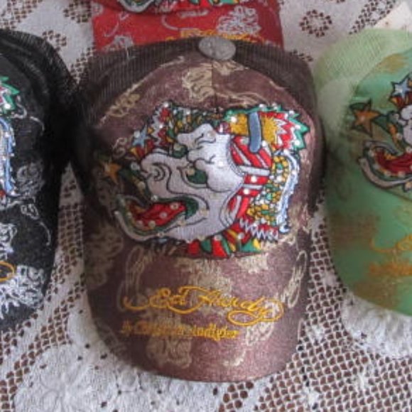 Ed Hardy | Accessories | Vintage Ed Hardy Truckers Hat Brown Basebal ...
